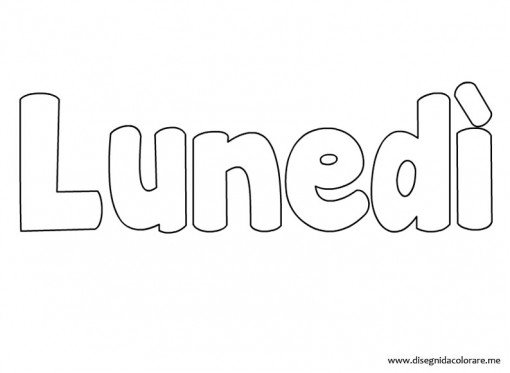 Giorni settimana - Lunedì - Disegni da colorare