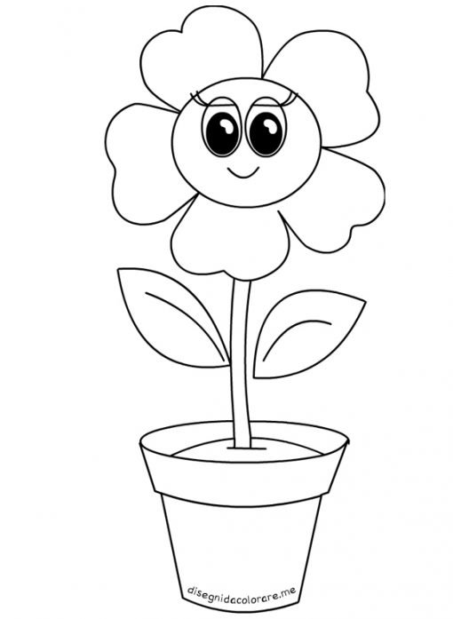 Vaso con fiore sorridente da colorare - Disegni da colorare