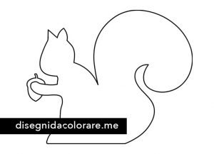 Sagoma scoiattolo con ghianda - Disegni da colorare