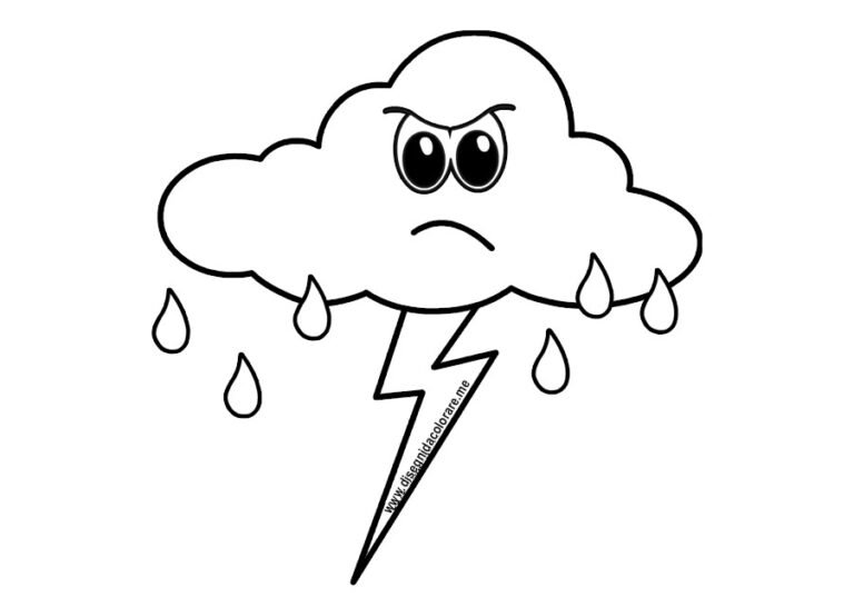 Nuvola con fulmine - Disegni da colorare
