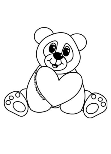 Panda con cuore - Disegni da colorare