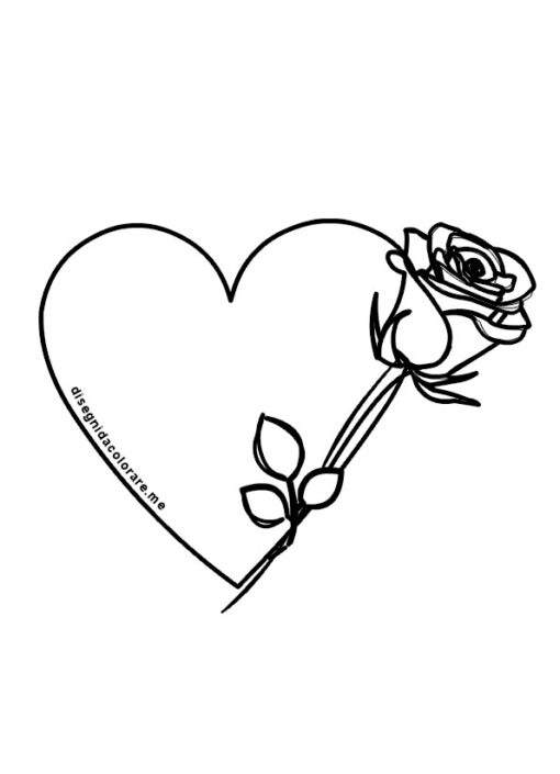 Cornice cuore con rosa - Disegni da colorare